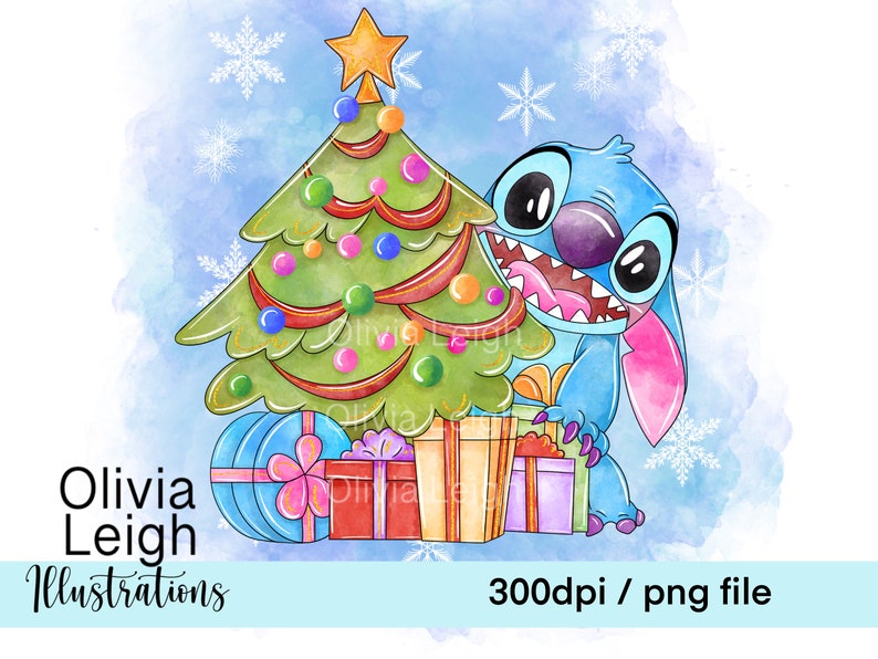 Cute Stitch Christmas Clipart PNG Files DIGITAL DOWNLOAD - Etsy
