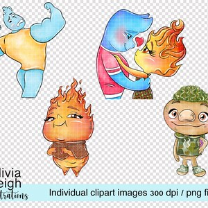 Elemental Cute Clipart Set PNG Files Hand Drawn DIGITAL DOWNLOAD - Etsy