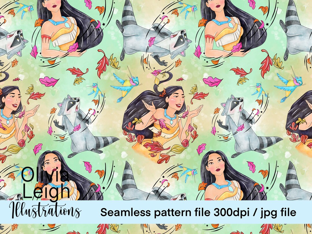 Pocahontas Seamless Pattern. Digital Paper. DIGITAL DOWNLOAD - Etsy