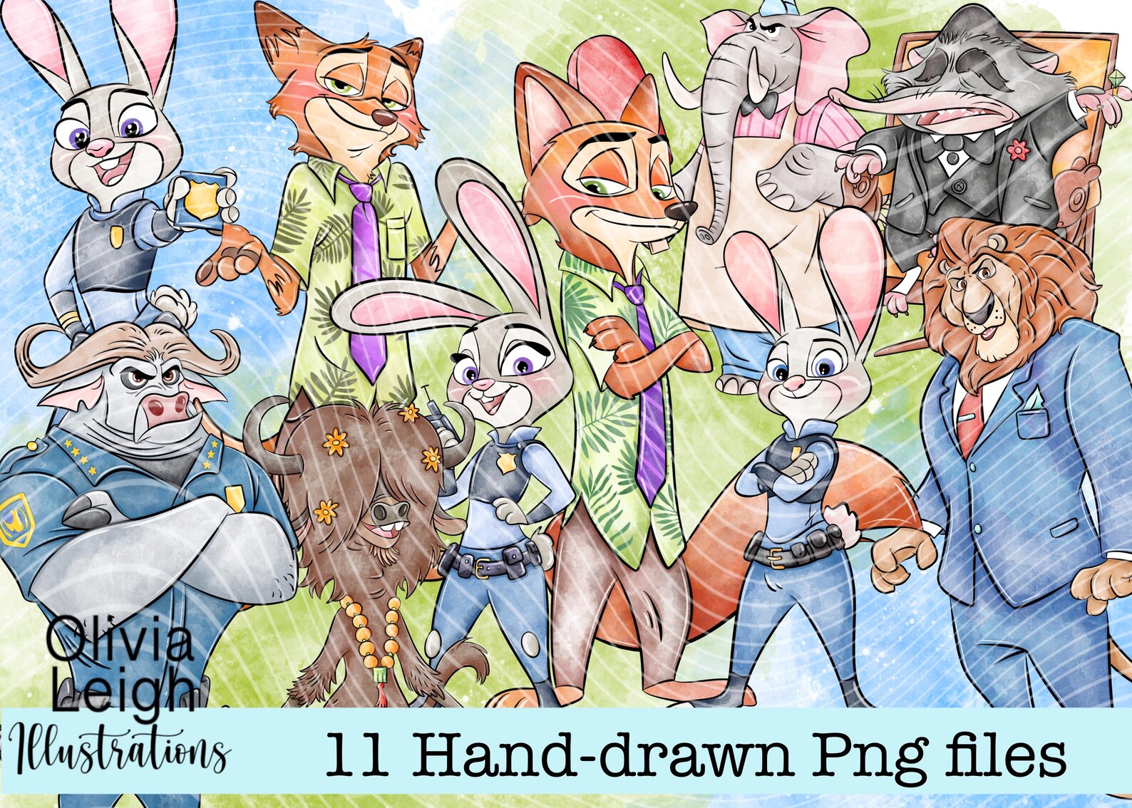 Zootopia Lindo Clipart Set Archivos PNG Dibujados a Mano DESCARGA ...