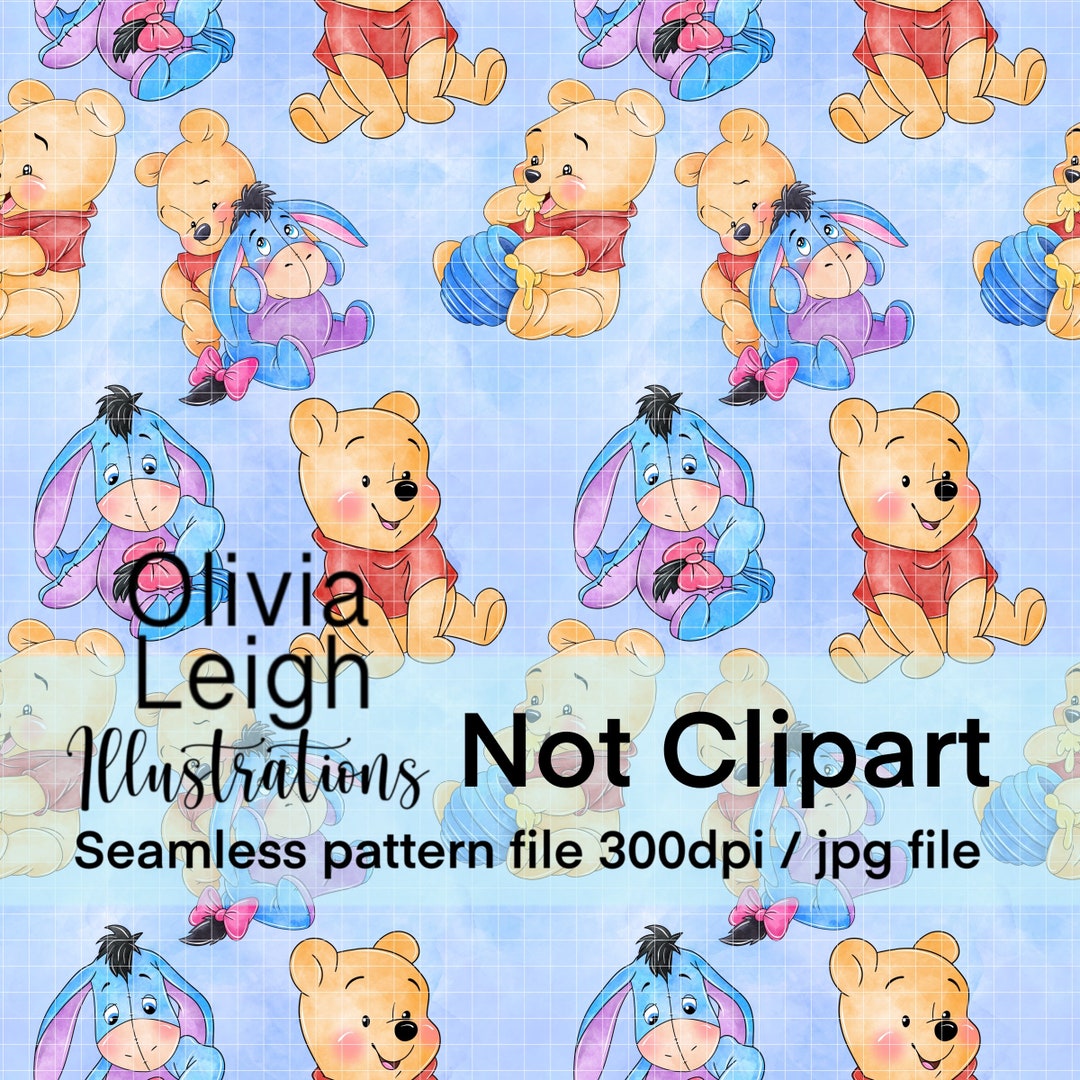Cute Baby Winnie the Pooh and Eeyore Seamless Pattern. Digital Paper ...