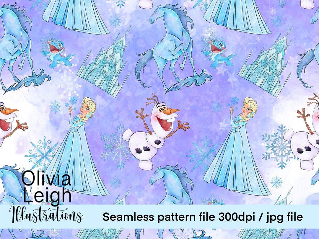 Cute Frozen Princess Elsa and Anna Repeat Seamless Pattern. Digital ...