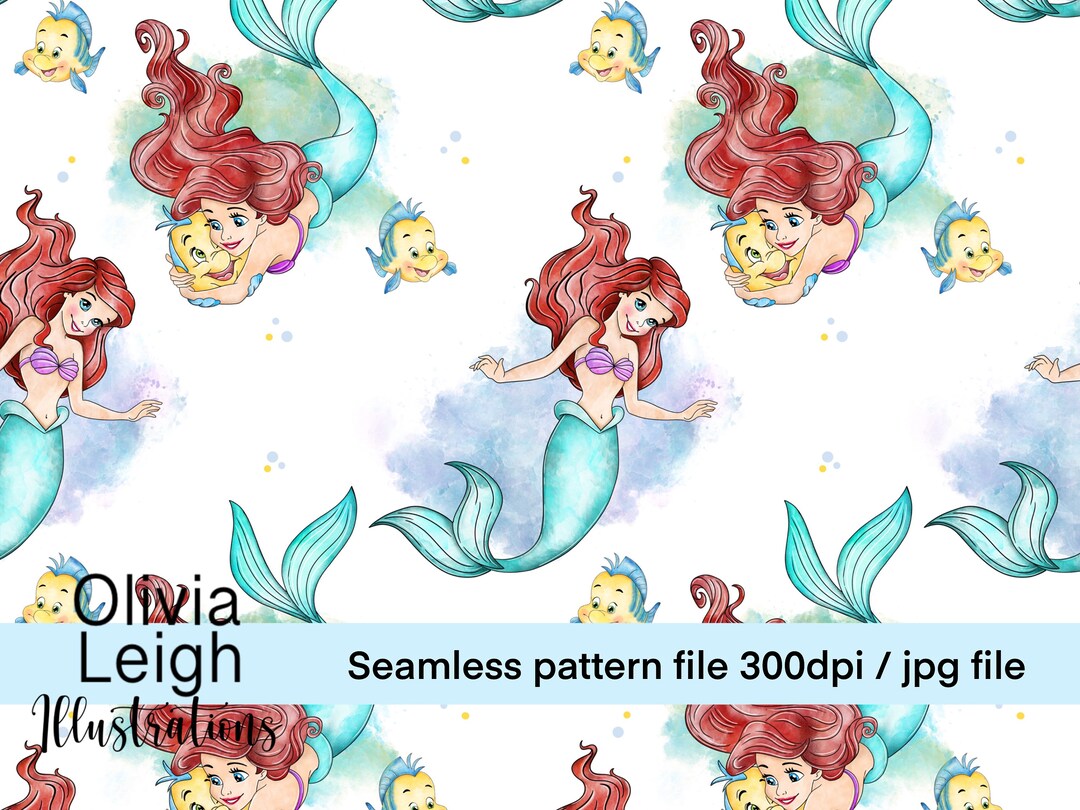 Cute Princess Ariel Seamless Pattern. Digital Paper. DIGITAL - Etsy