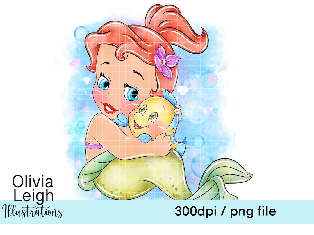 Baby Princess Ariel, the Little Mermaid, Toddler Cute Clipart PNG Files ...