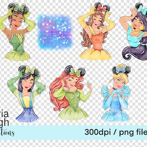 Set of Cute Princess Clipart PNG Files DIGITAL DOWNLOAD Printable - Etsy