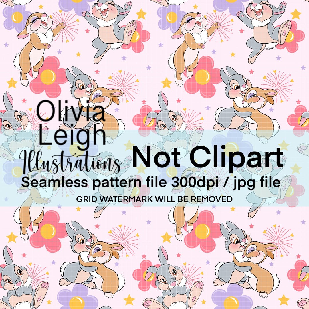 Bambi, Thumper and Miss Bunny Seamless Repeat Pattern. Digital Paper ...