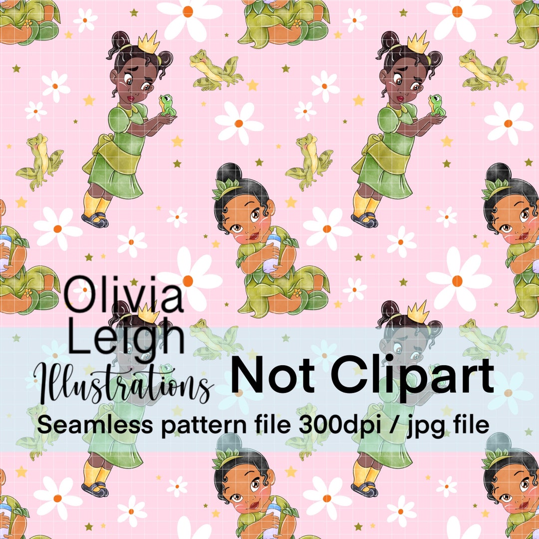 Princess Tiana Toddler Seamless Repeat Pattern. Digital Paper. DIGITAL ...