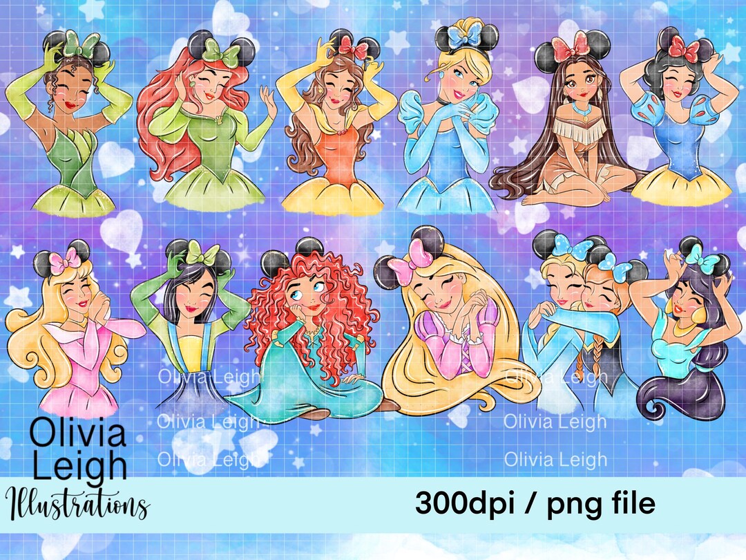 Set of Cute Princess Clipart PNG Files DIGITAL DOWNLOAD Printable - Etsy