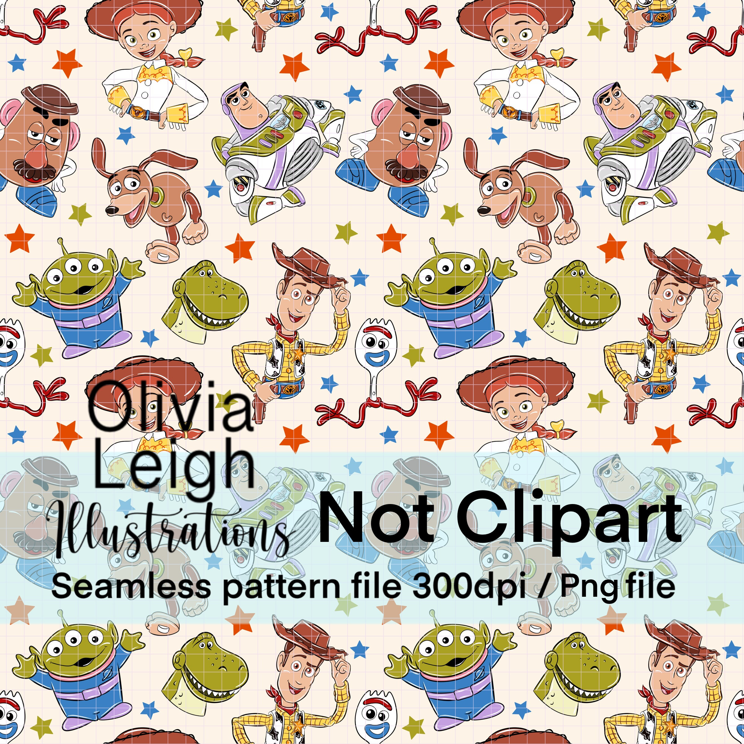Toy Story Seamless Repeat Pattern. Digital Paper. Hand Drawn DIGITAL ...