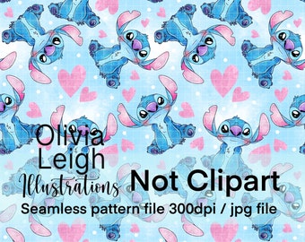 Lilo and Stitch Cute Seamless Pattern. Digital Paper. DIGITAL DOWNLOAD ...