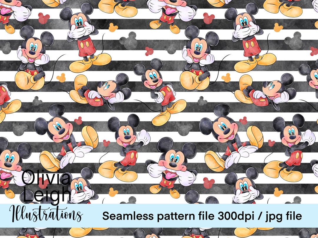 Mickey Mouse Cute Seamless Repeat Pattern. Digital Paper. - Etsy
