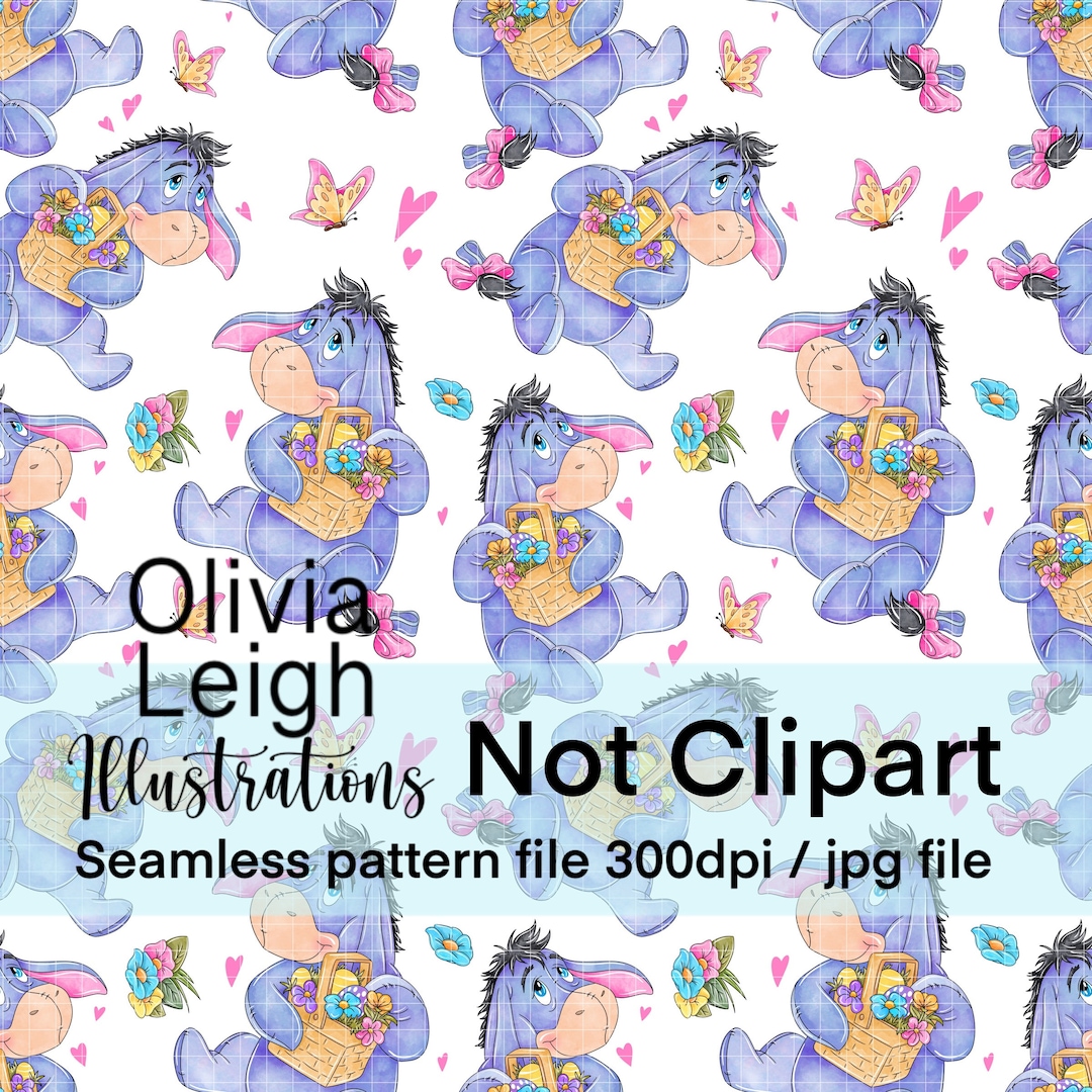 Cute Spring Time Winnie the Pooh, Eeyore Seamless Pattern. Digital ...