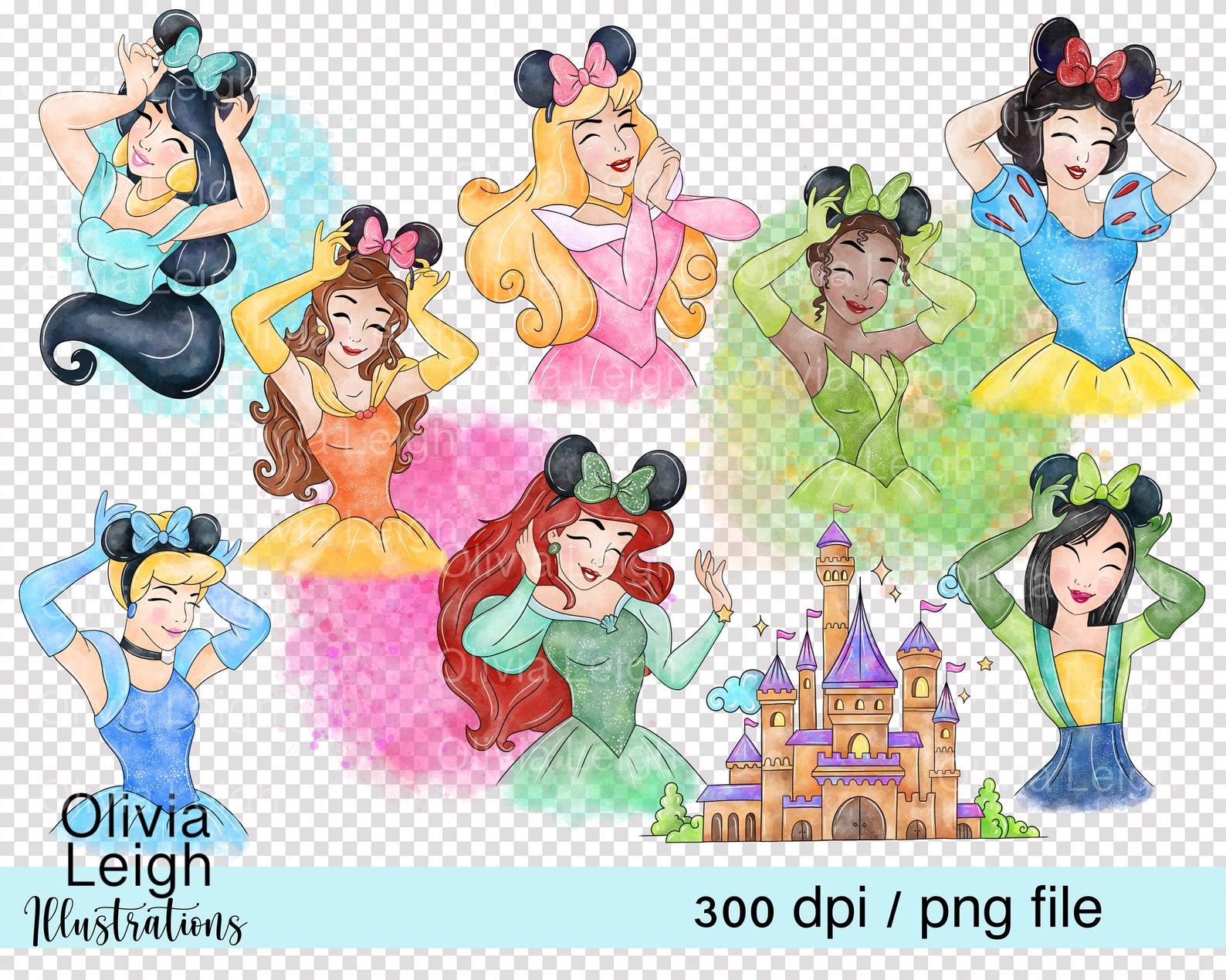 Set of Cute Princess Clipart PNG Files DIGITAL DOWNLOAD - Etsy