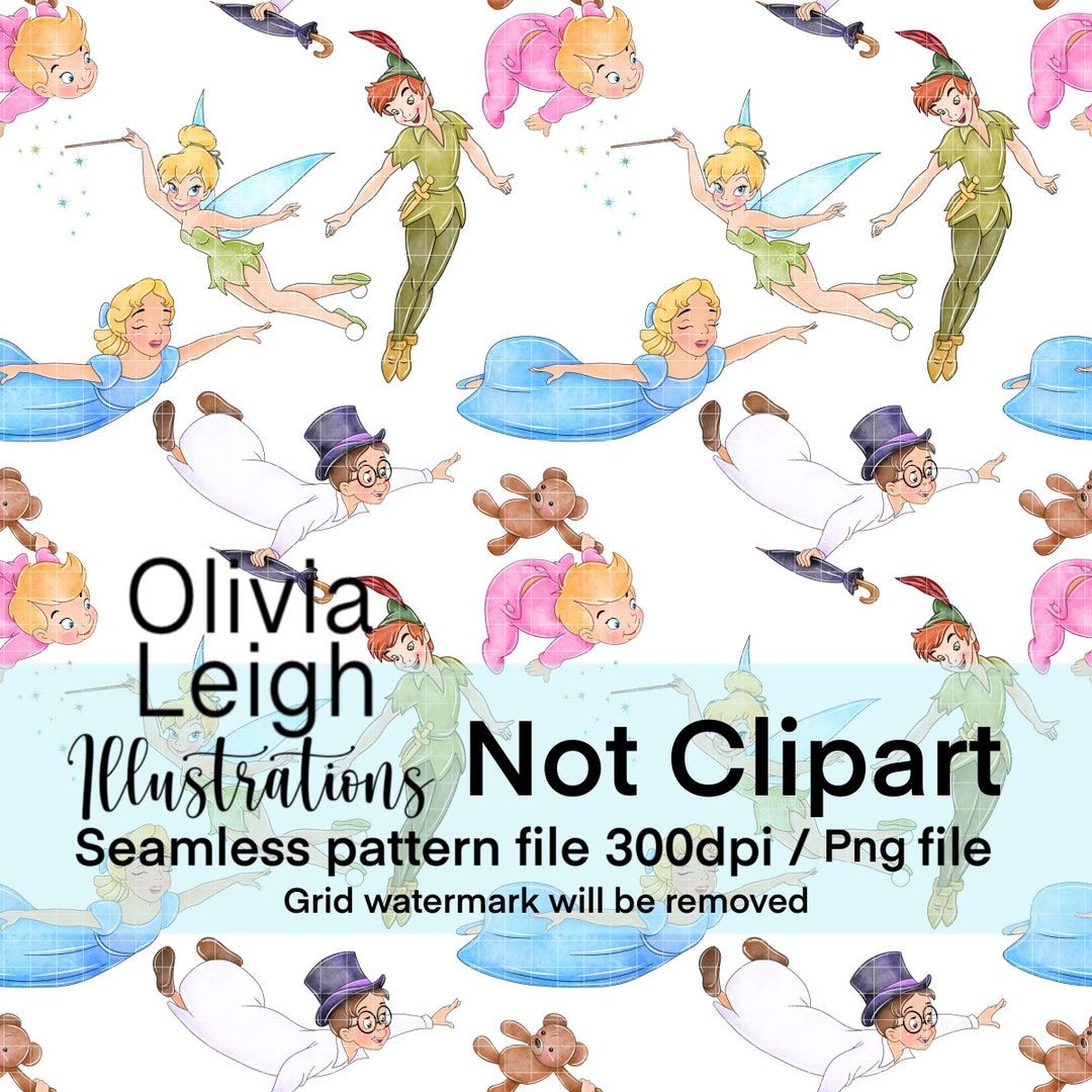 Peter Pan and Friends Seamless Pattern. Digital Paper. DIGITAL DOWNLOAD ...