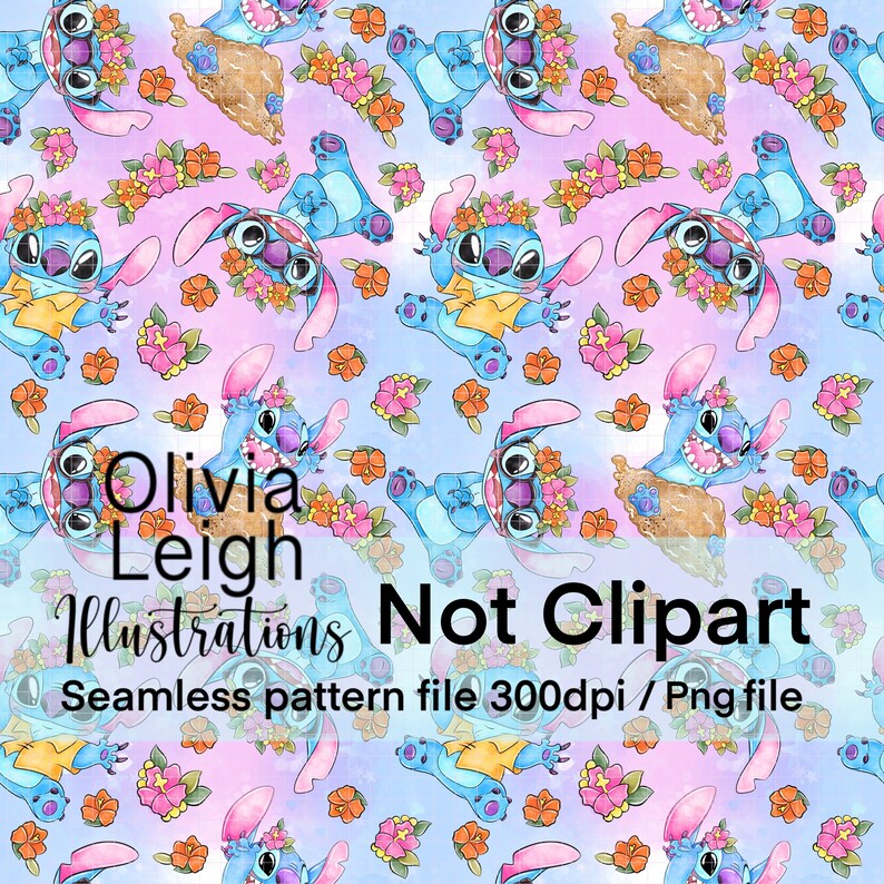 Cute Floral Stitch Repeat Seamless Pattern. Digital Paper. Png DIGITAL ...