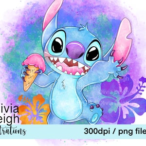 Set of Stitch Summer Clipart PNG Files DIGITAL DOWNLOAD Printable - Etsy