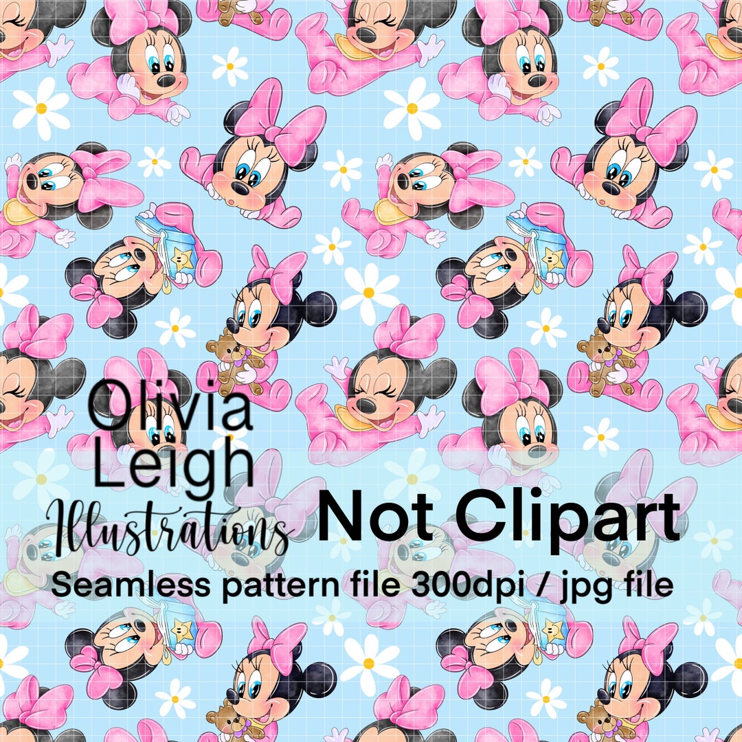 Baby Minnie Mouse Toddler Seamless Repeat Pattern. Digital Paper ...