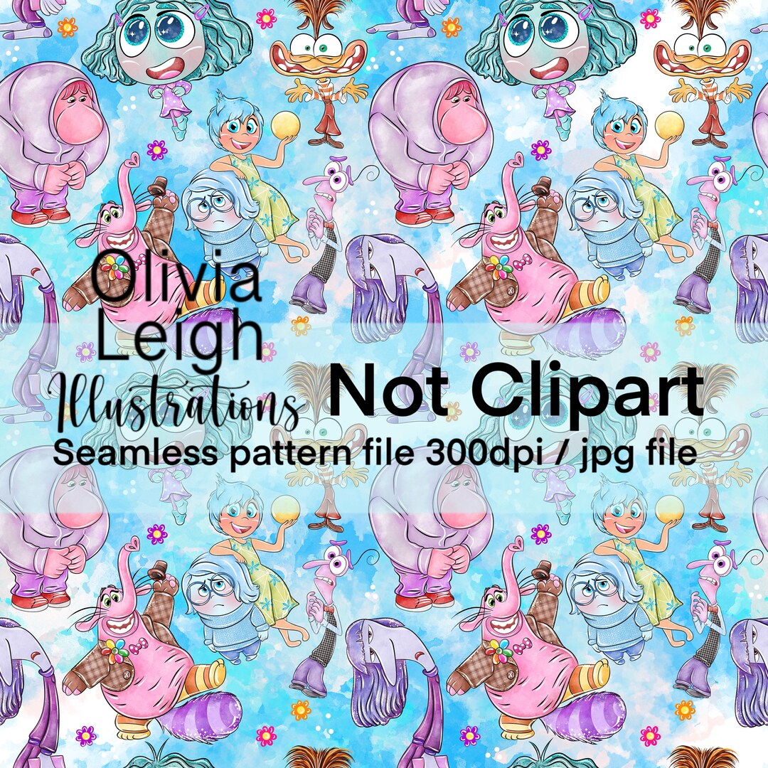 Cute Colourful Inside Out Emotions Seamless Repeat Pattern. Digital ...
