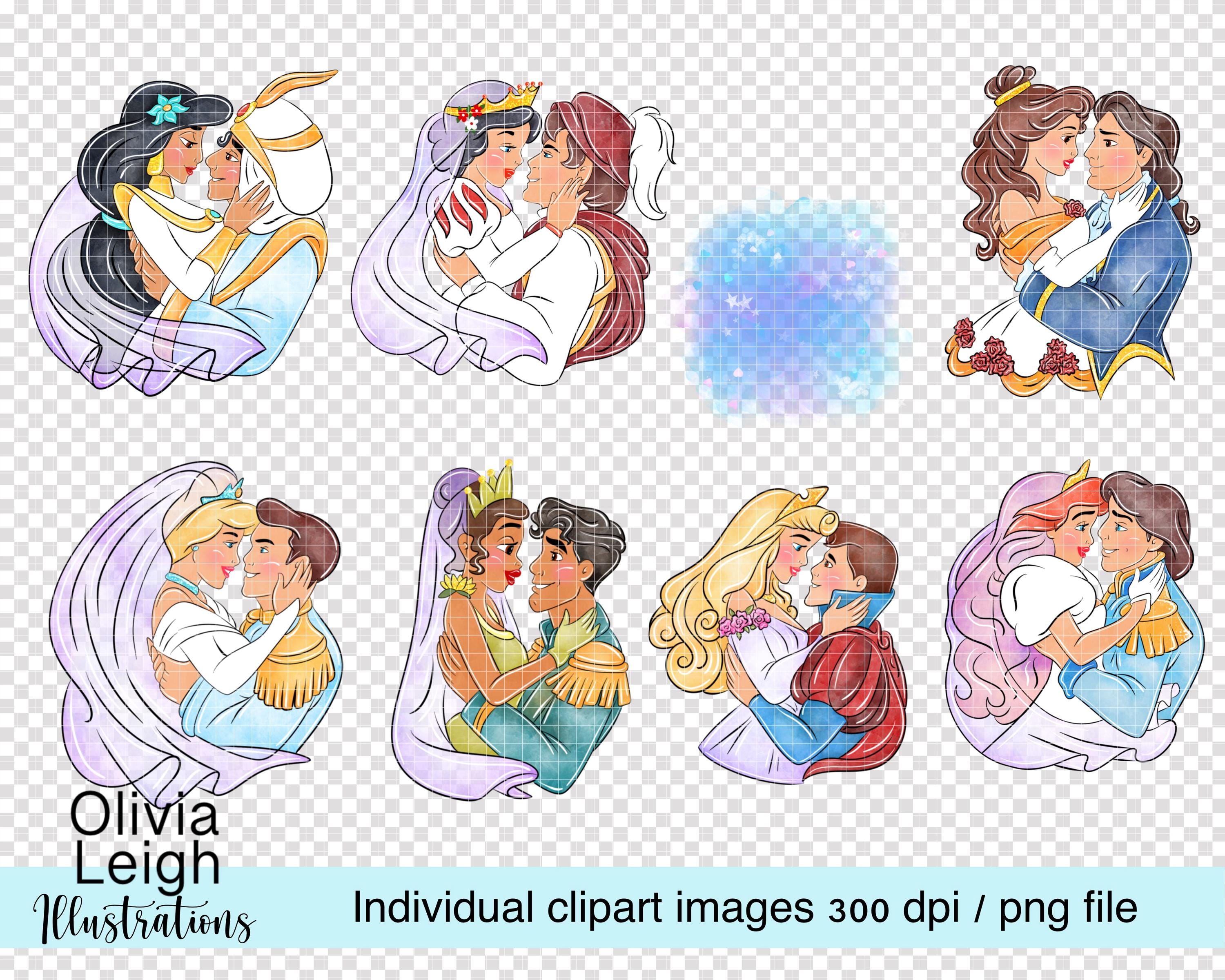 Set of Princess Wedding Day Clipart PNG Files DIGITAL DOWNLOAD ...