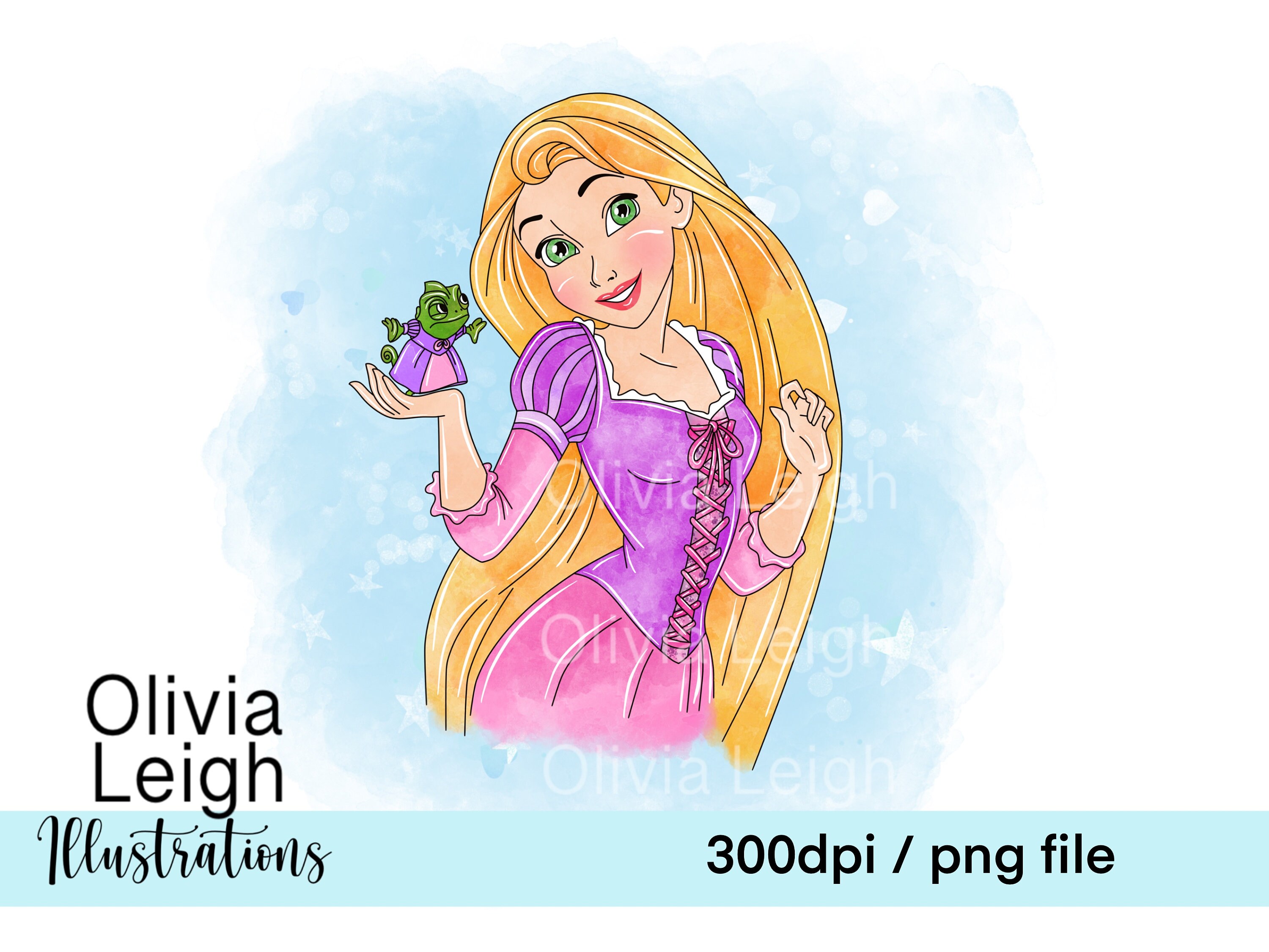 Set of Princess Rapunzel Tangled Cute Clipart PNG Files - Etsy