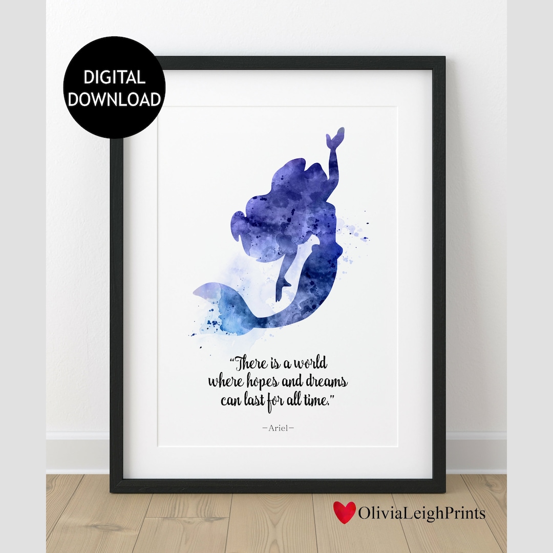 Princess Ariel Word Art Quote Watercolour Art Print-wall Art-gift ...