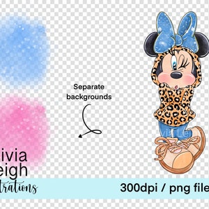 Set of Minnie Mouse Leopard Print Cute Clipart PNG Files DIGITAL ...
