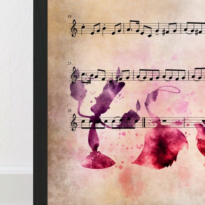 Beauty and the Beast Music Sheet Print-wall Art-gift-nursery - Etsy