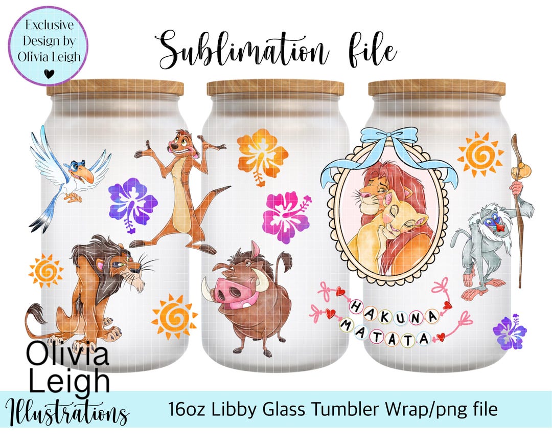 The Lion King Sublimation Wrap PNG File DIGITAL DOWNLOAD 16oz Glass ...