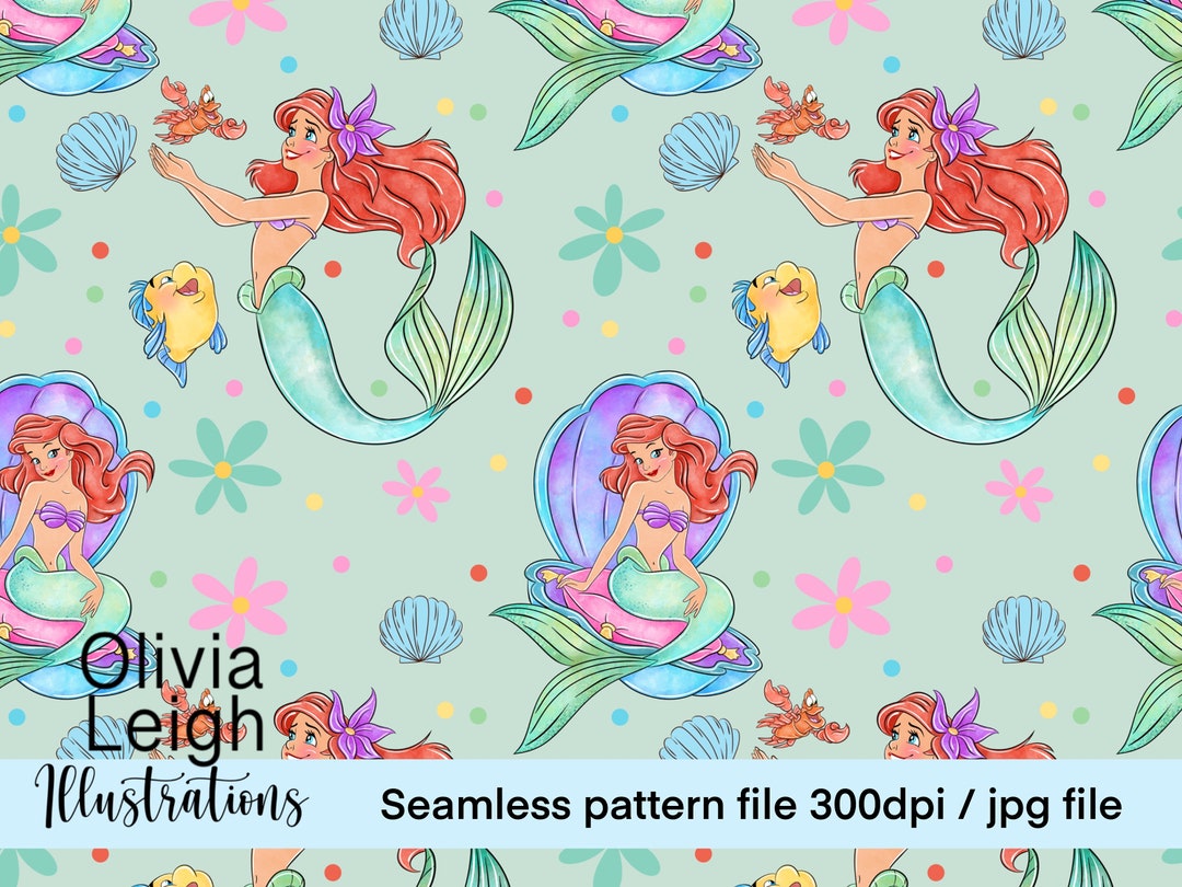 Princess Ariel Seamless Repeat Pattern. Digital Paper. DIGITAL - Etsy