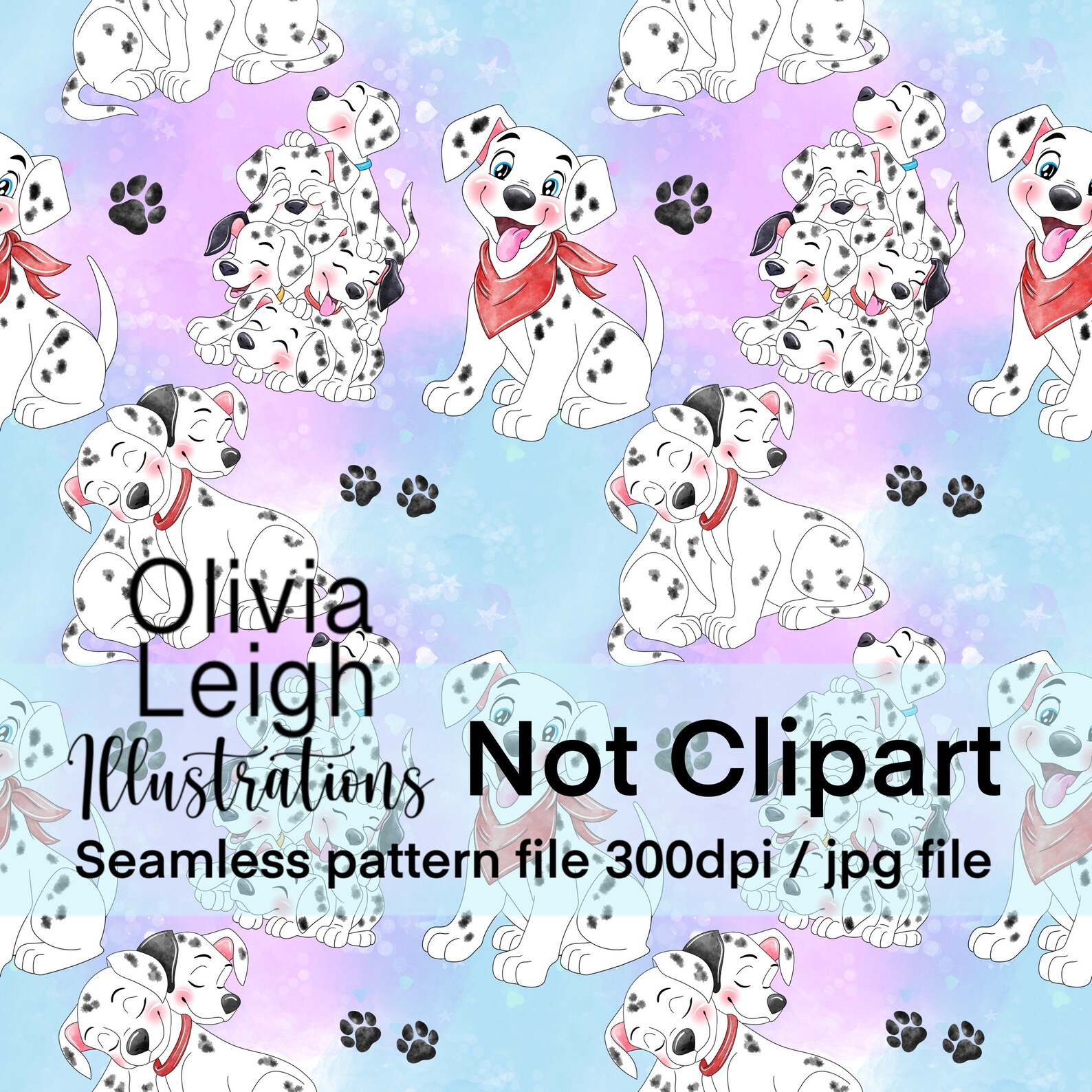 Cute 101 Dalmatians Puppy Dog Print Seamless Pattern. Digital - Etsy