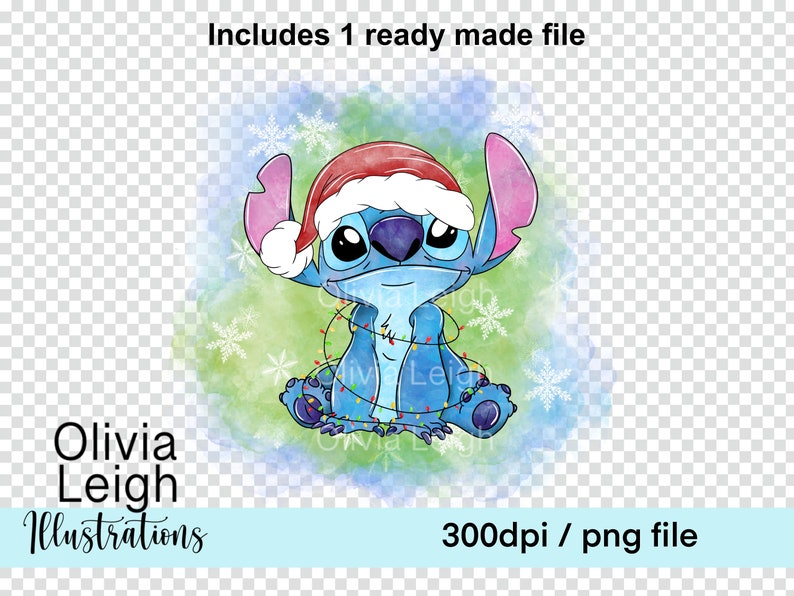 Cute Stitch Christmas Clipart PNG Files DIGITAL DOWNLOAD Printable - Etsy