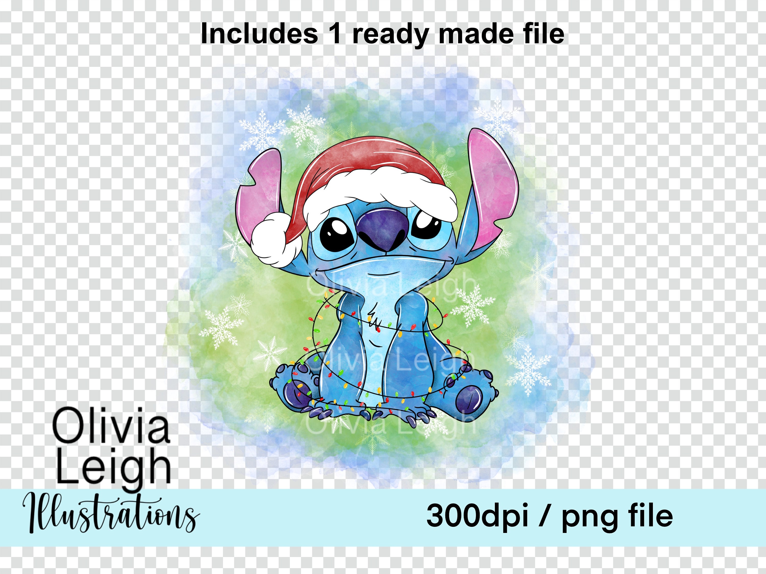 Cute Stitch Christmas Clipart PNG Files DIGITAL DOWNLOAD Printable - Etsy