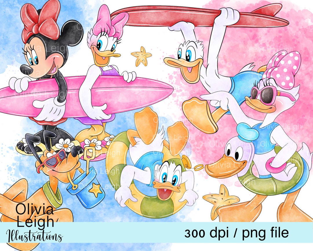 Minnie Mouse Beach Cute Clipart Set PNG Files DIGITAL DOWNLOAD Children ...