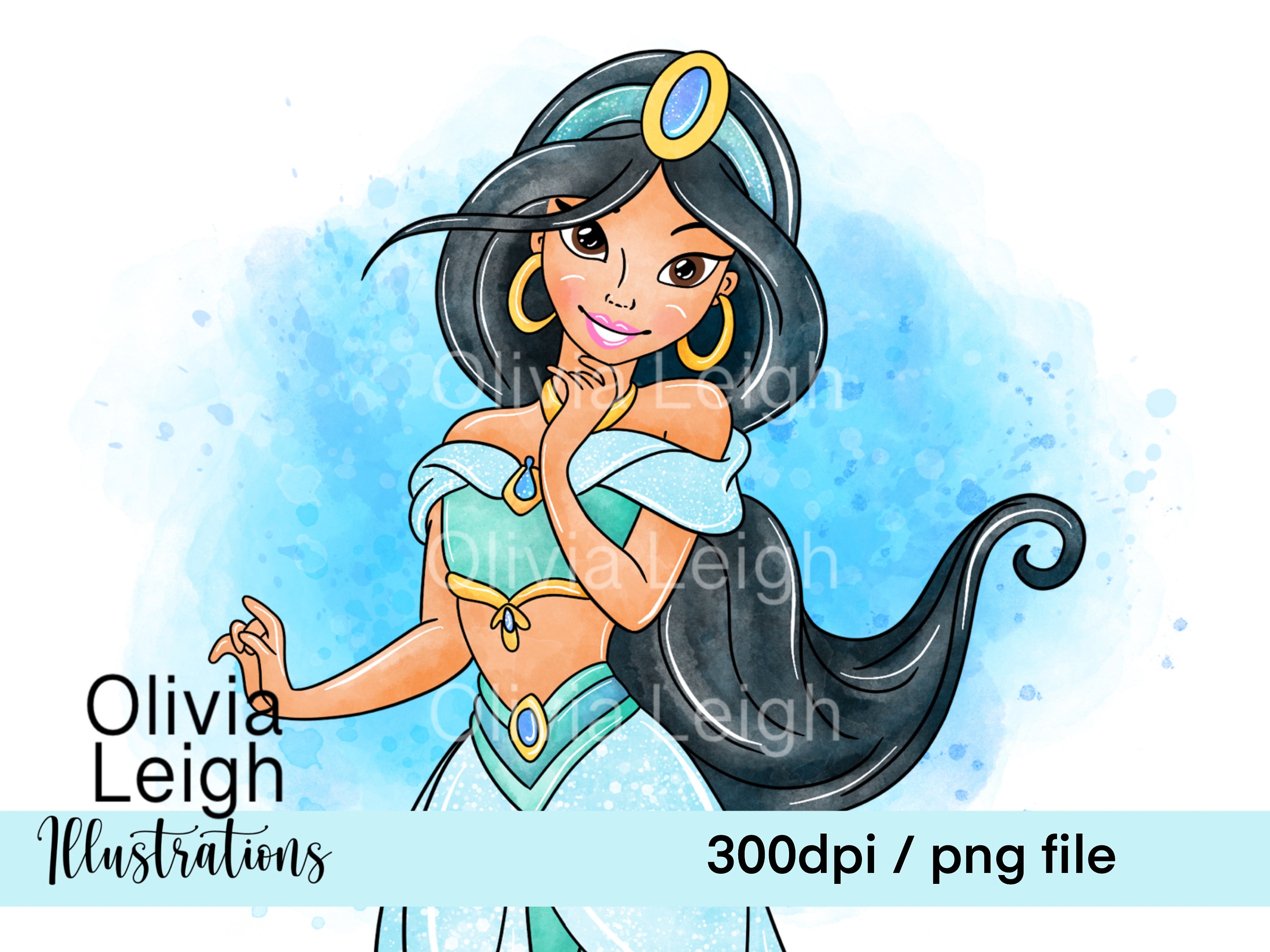 Princess Jasmine Cute Clipart PNG Files DIGITAL DOWNLOAD - Etsy Australia