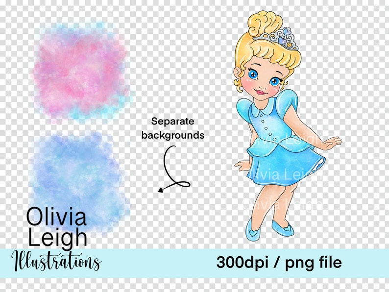 Baby Toddler Princess Cinderella Cute Clipart PNG Files DIGITAL ...