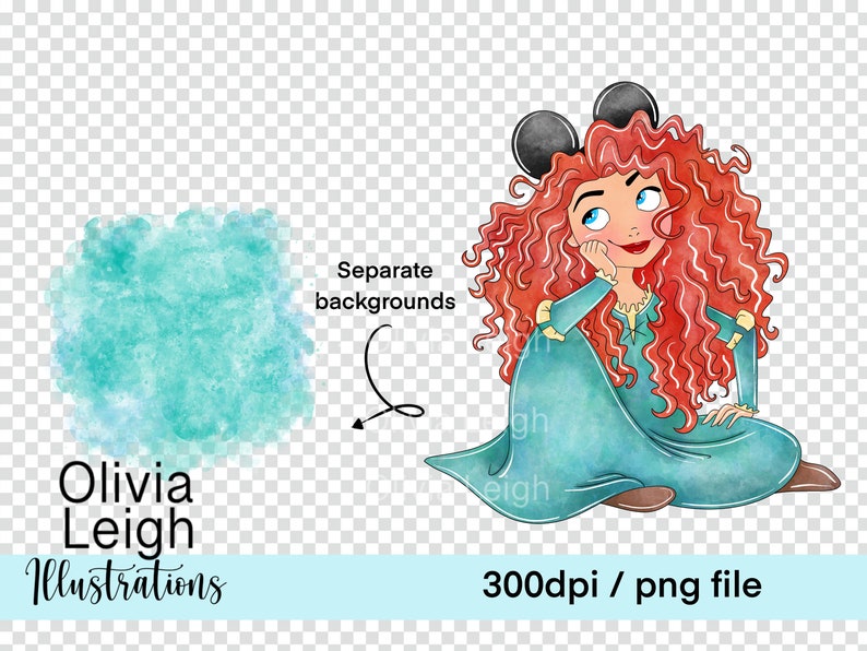 Princess Merida Brave Cute Clipart Sublimation PNG Files - Etsy
