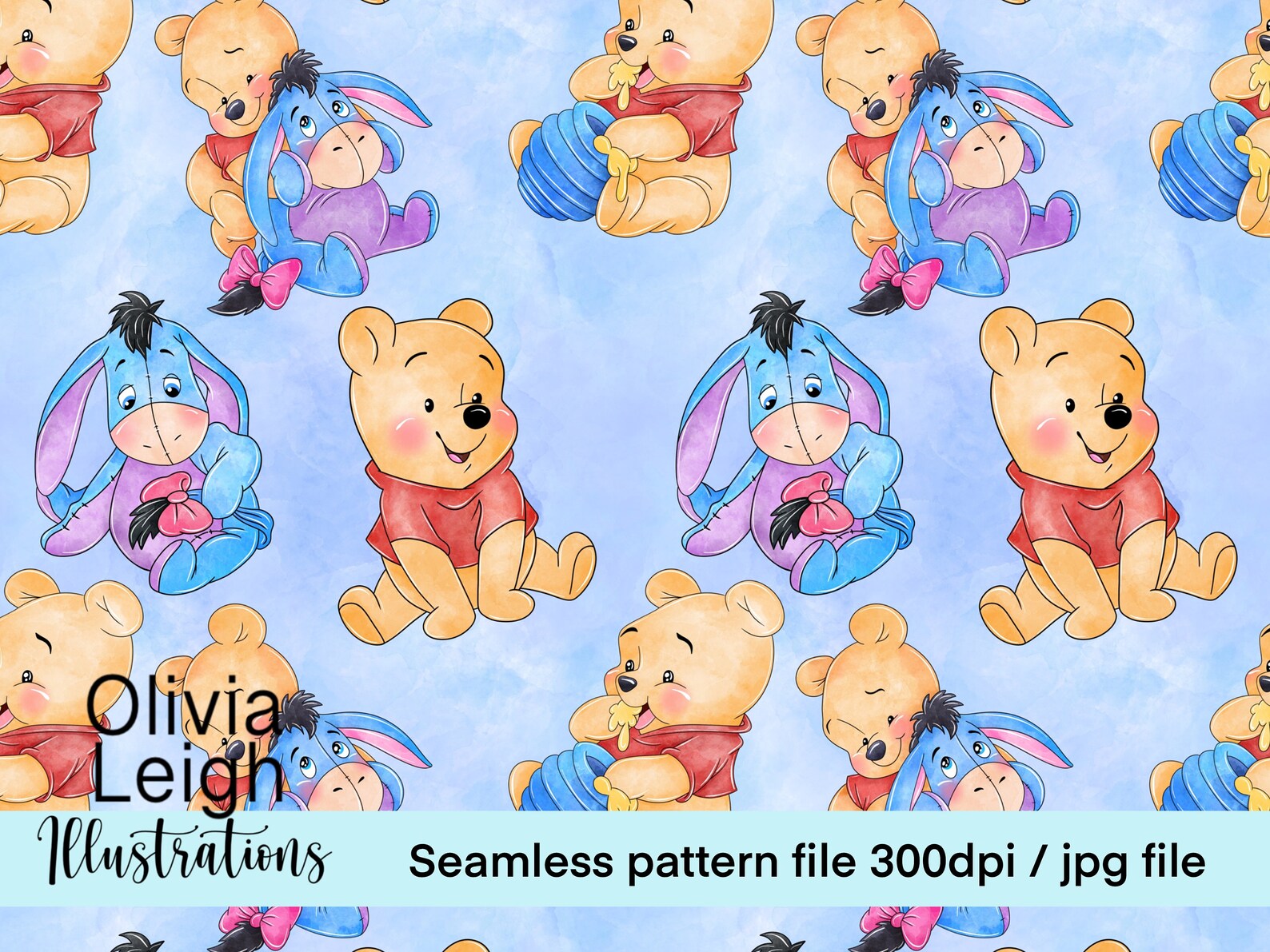 Cute Baby Winnie the Pooh and Eeyore Seamless Pattern. Digital - Etsy