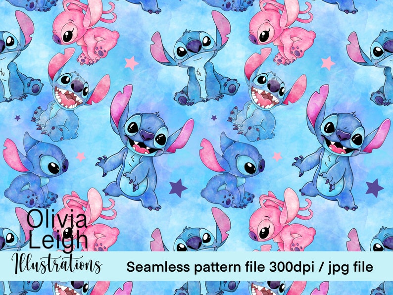 Cute Stitch and Angel Seamless Pattern. Digital Paper. DIGITAL - Etsy