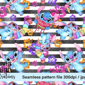 Cute Stitch and Angel Seamless Pattern. Digital Paper. DIGITAL - Etsy