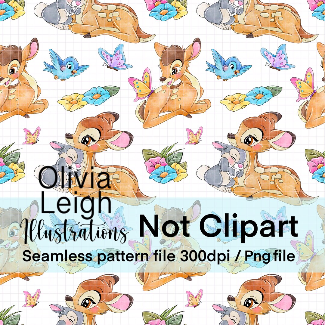 Cute Bambi and Thumper Seamless Repeat Pattern. Transparent Background ...