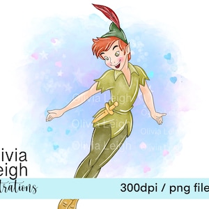 Set of Peter Pan Cute Watercolour Nursery Children's Clipart PNG Files ...