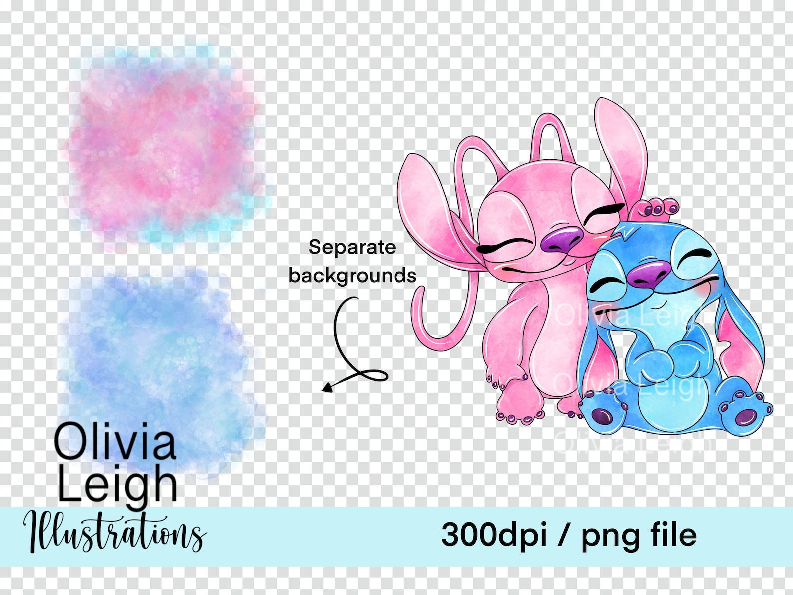 Stitch and Angel Clipart PNG Files DIGITAL DOWNLOAD Printable - Etsy