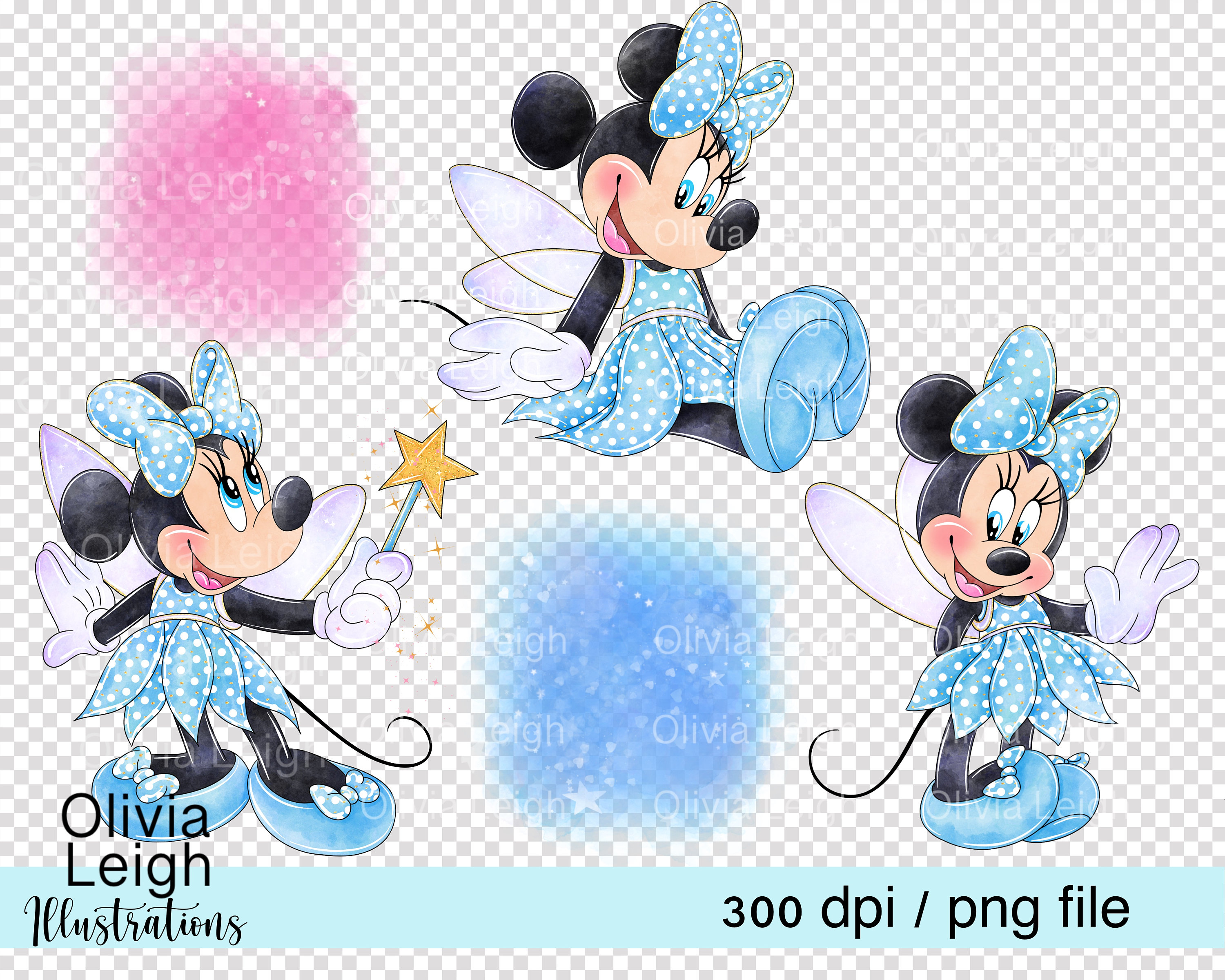 Minnie Mouse Cute Fairies Clipart PNG Files DIGITAL DOWNLOAD Children's ...