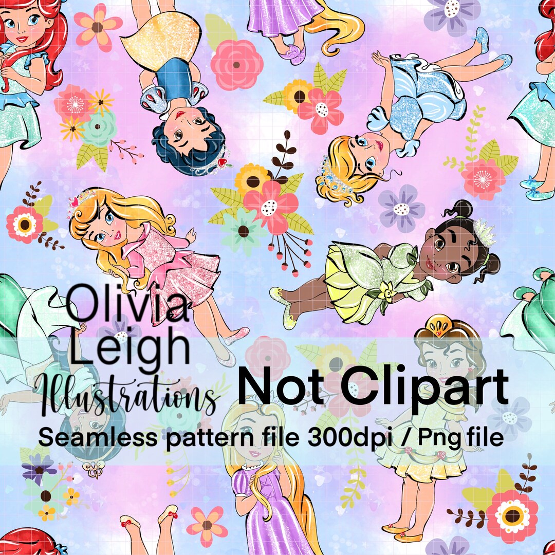 Cute Toddler Princess Repeat Seamless Pattern. Digital Paper. DIGITAL ...