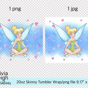 Princess Tinkerbell Sublimation Design Wrap PNG File DIGITAL DOWNLOAD ...