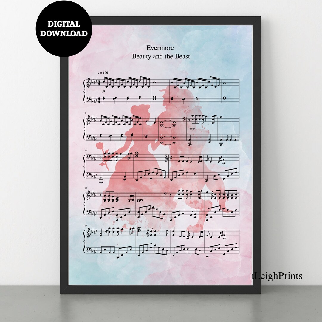 Beauty and the Beast Music Sheet Print-wall Art-gift-nursery - Etsy