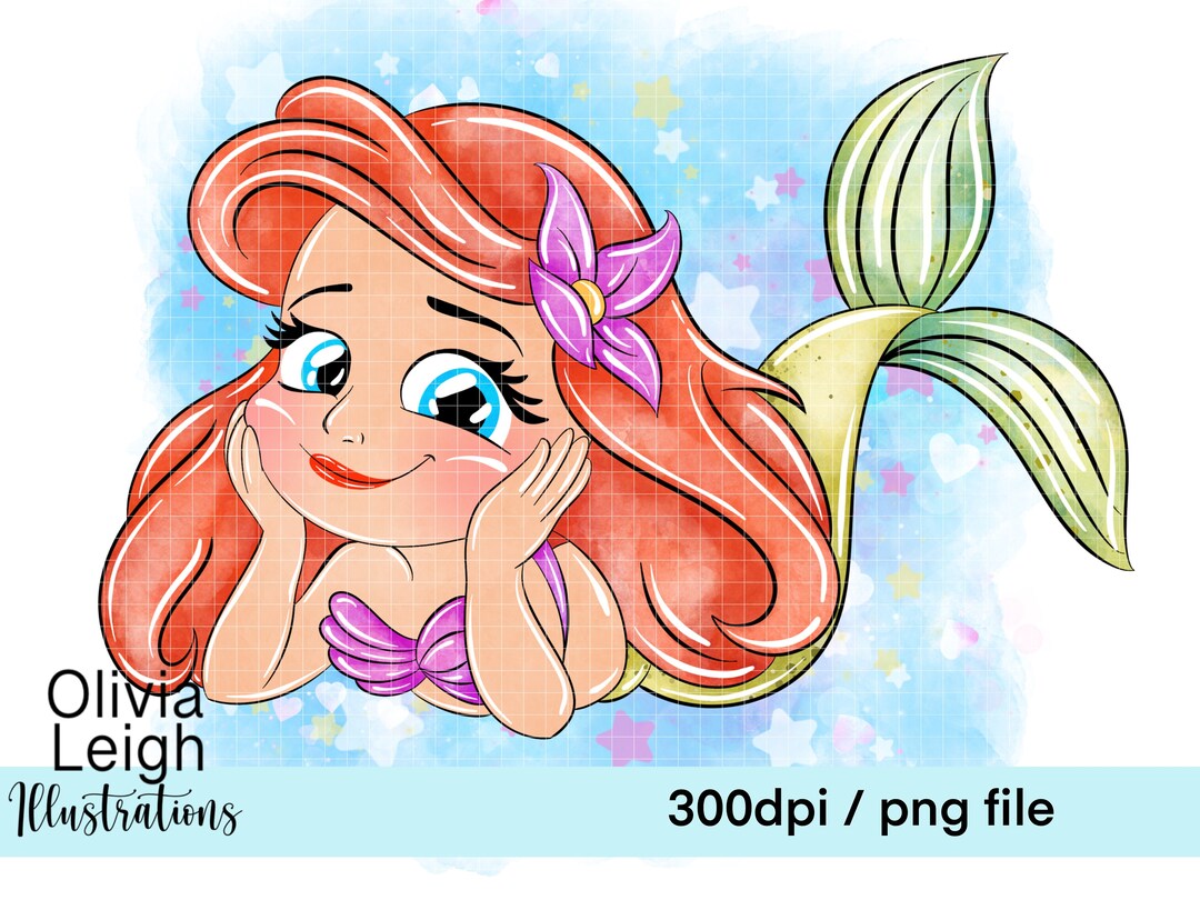 Baby Princess Ariel, the Little Mermaid, Toddler Cute Clipart PNG Files ...
