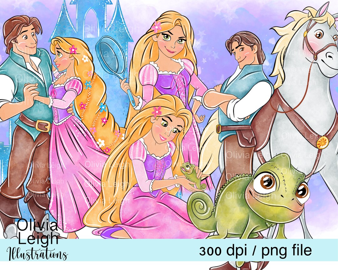 Princess Rapunzel, Tangled Cute Clipart Set PNG Files DIGITAL DOWNLOAD ...