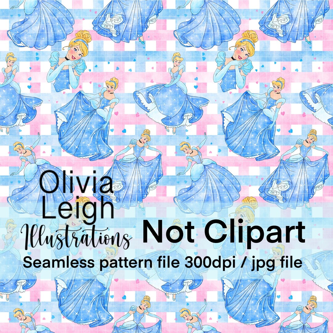 Princess Cinderella Cute Seamless Pattern. Digital Paper. DIGITAL ...