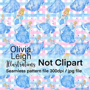 Princess Cinderella Cute Seamless Pattern. Digital Paper. DIGITAL ...